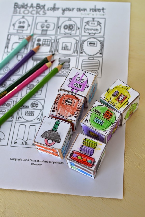 DIY Color Your Own Robot Blocks – Indie Crafts